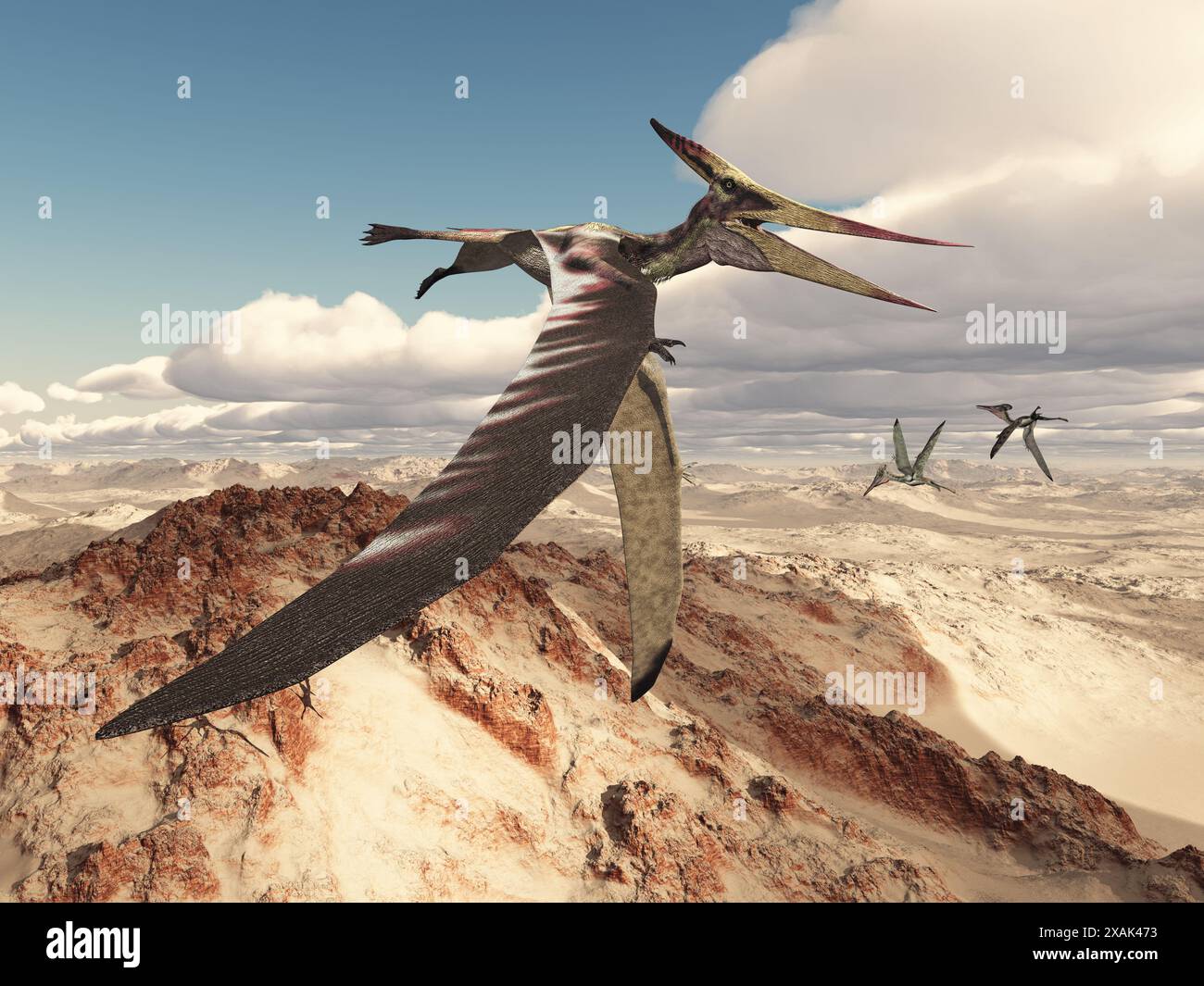 Pterosaur Pteranodon over a mountain landscape Stock Photo - Alamy