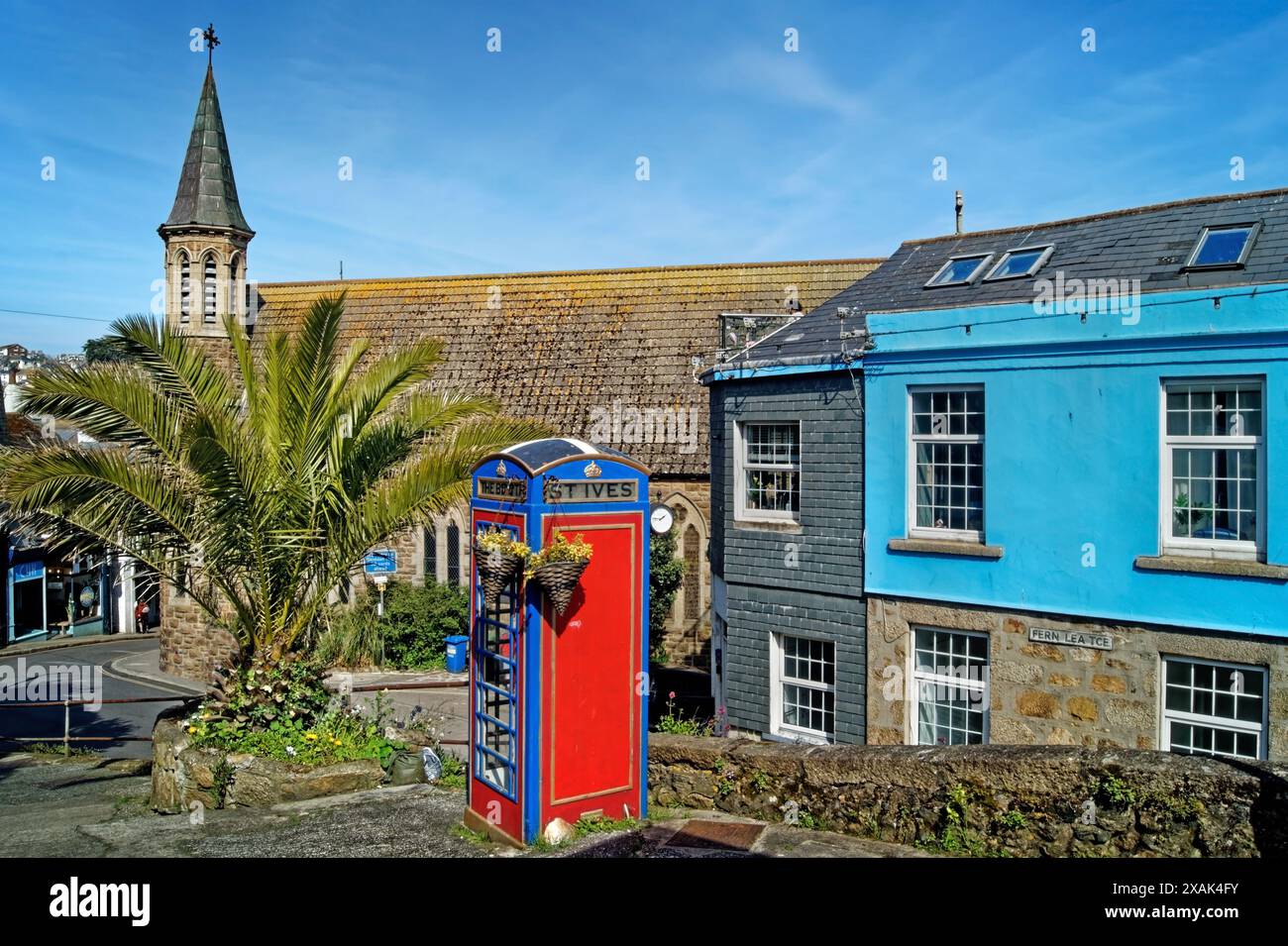 UK, Cornwall, St Ives, Fern Lea Terrace, Sacred Heart and St. Ia ...