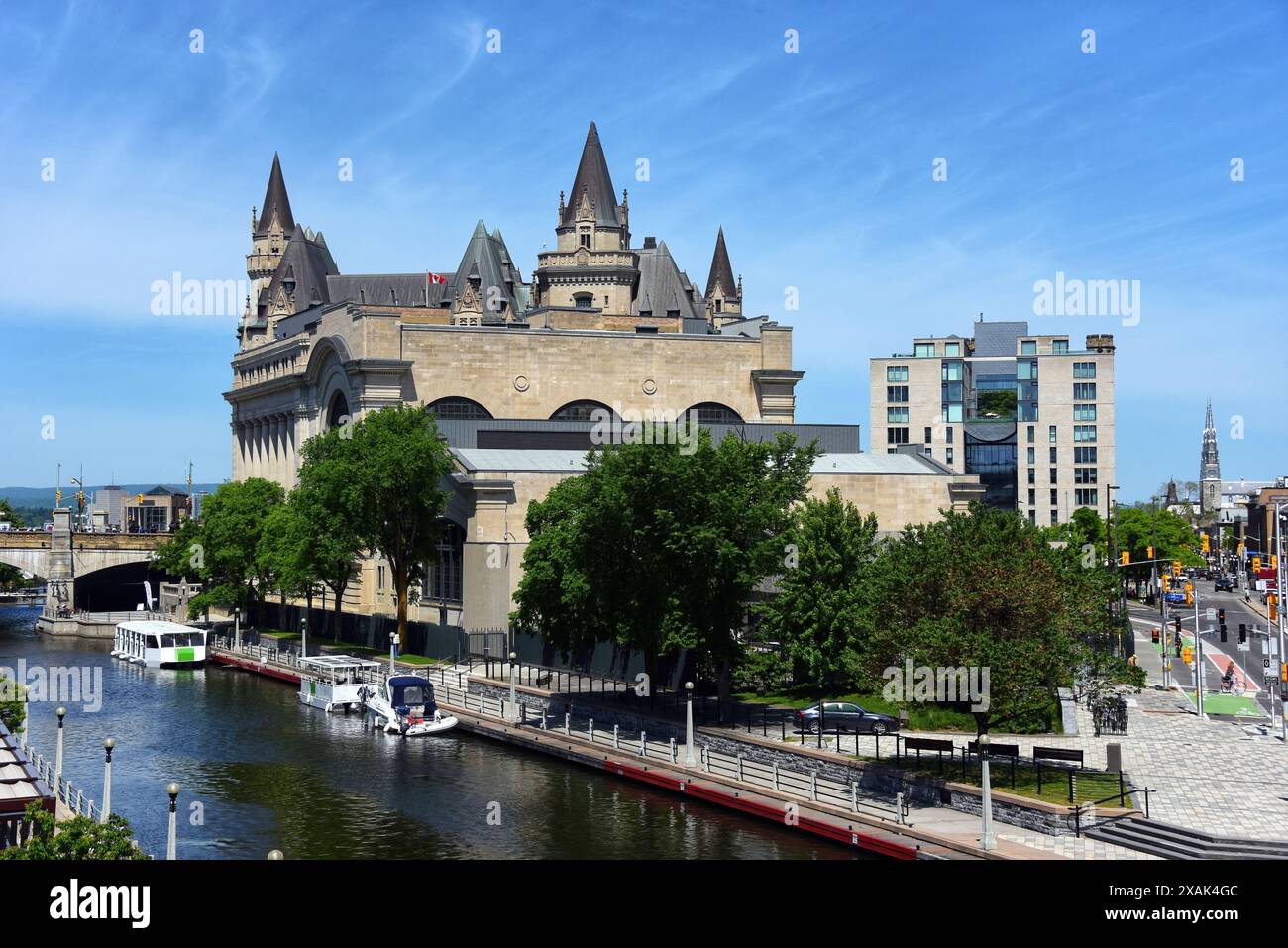 The Rideau Canal in Ottawa, Canada with the back of the Senate of ...