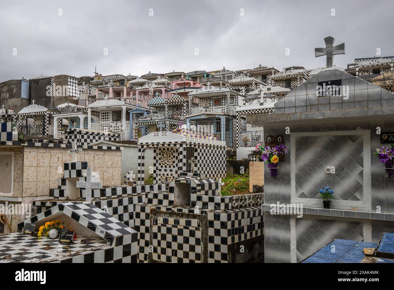 Famous cemetery, many mausoleums or large tombs decorated with tiles ...