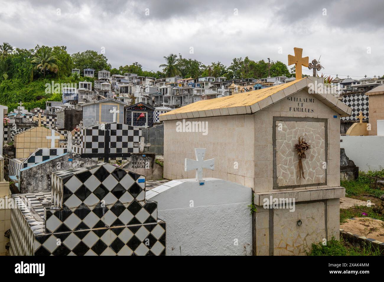 Famous cemetery, many mausoleums or large tombs decorated with tiles ...