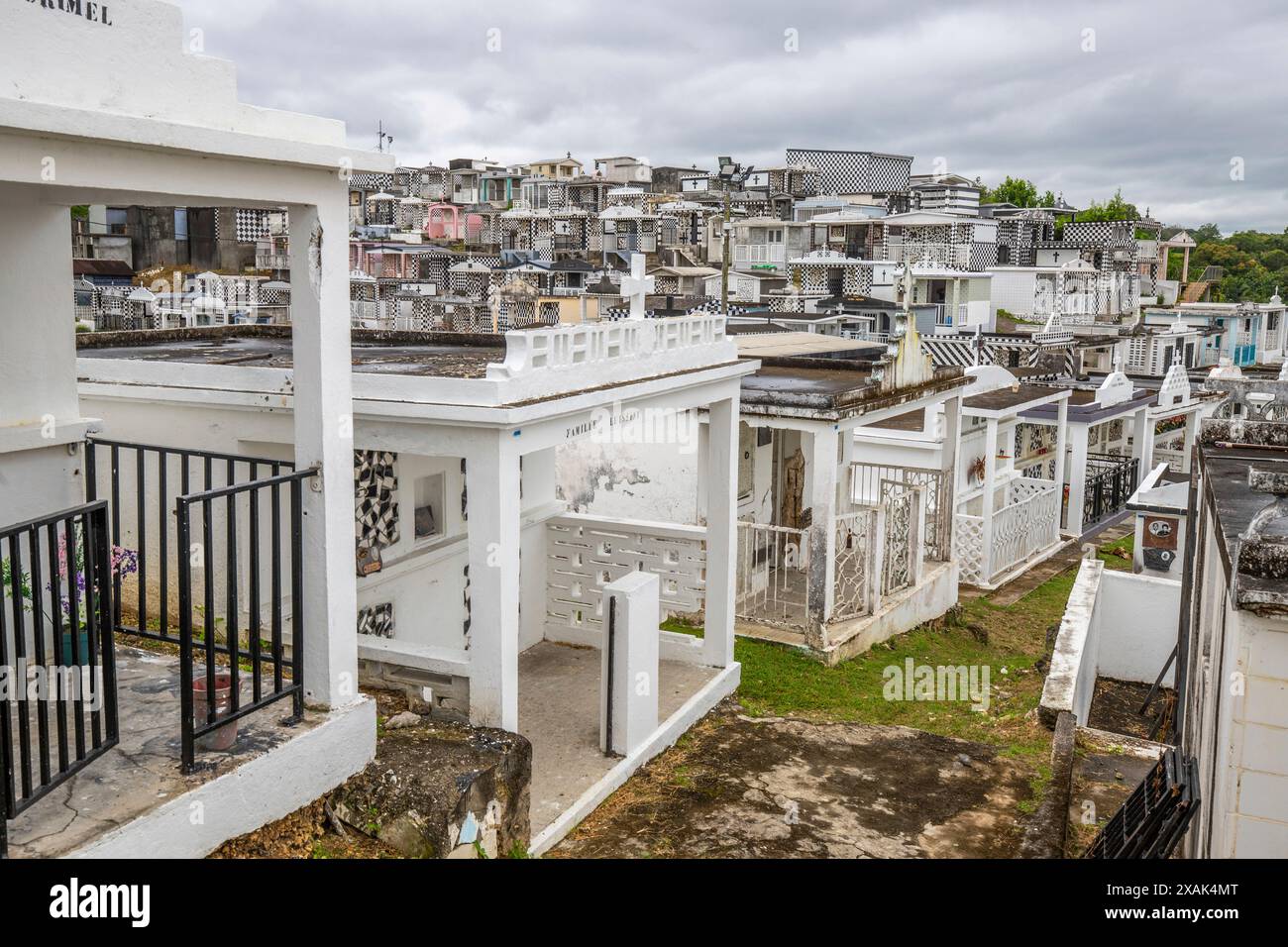Famous cemetery, many mausoleums or large tombs decorated with tiles ...