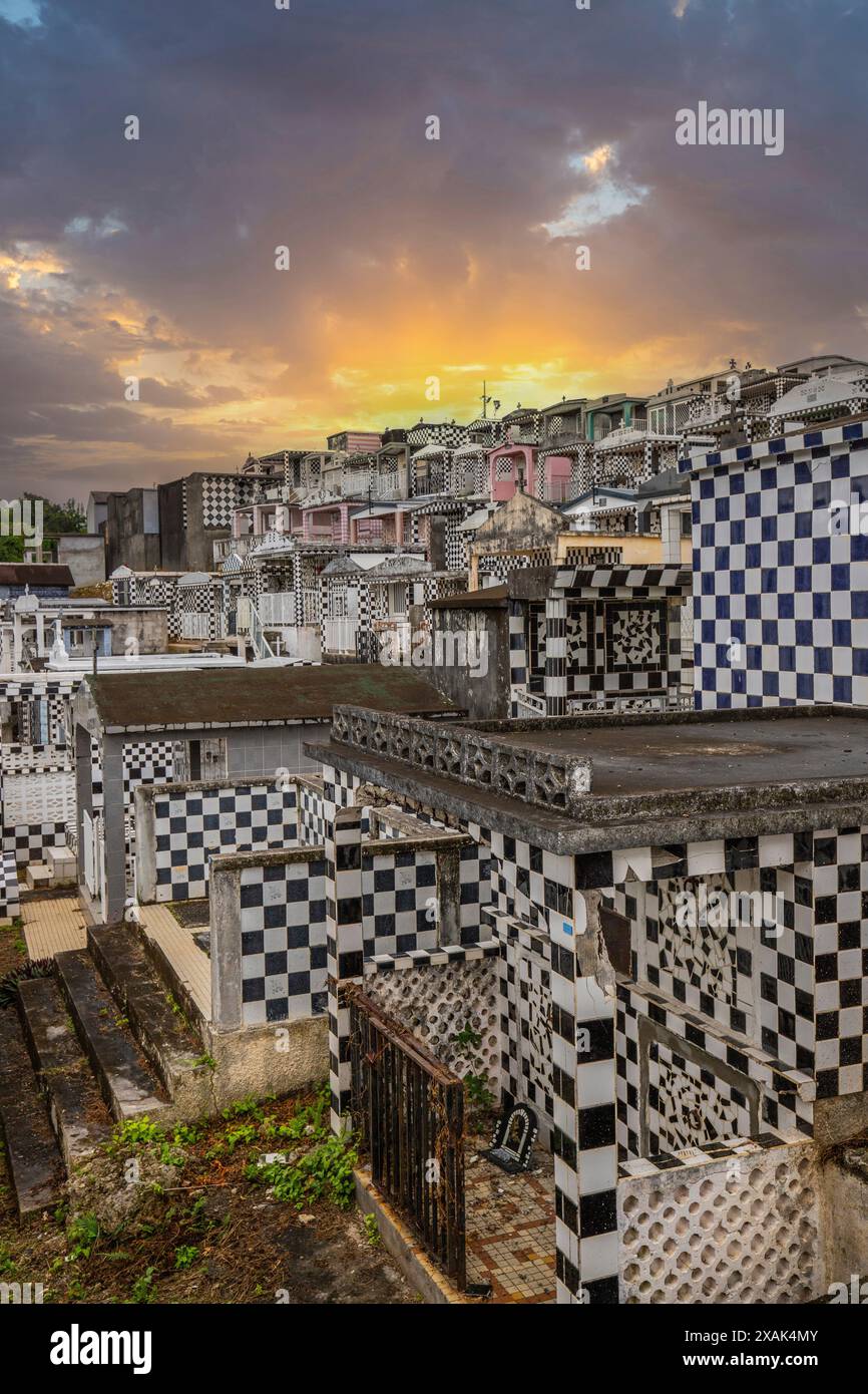 Famous cemetery, many mausoleums or large tombs decorated with tiles ...