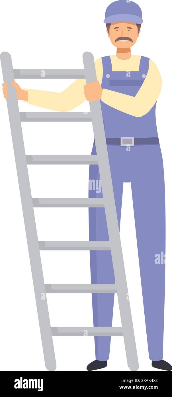 Construction worker ladder holding Stock Vector Images - Alamy
