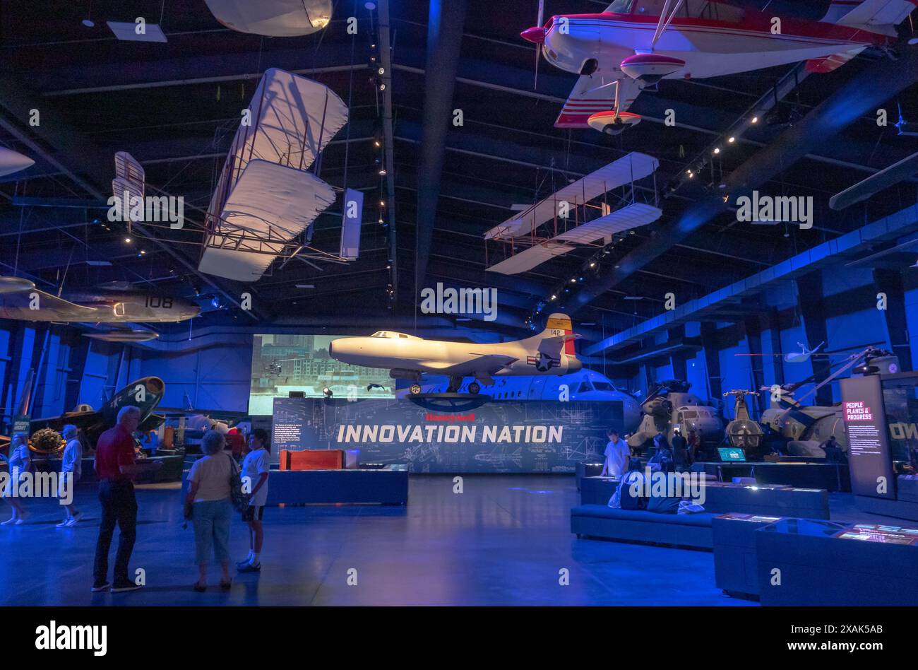 A panoramic view of aircraft on display at the Sullenberger Aviation ...