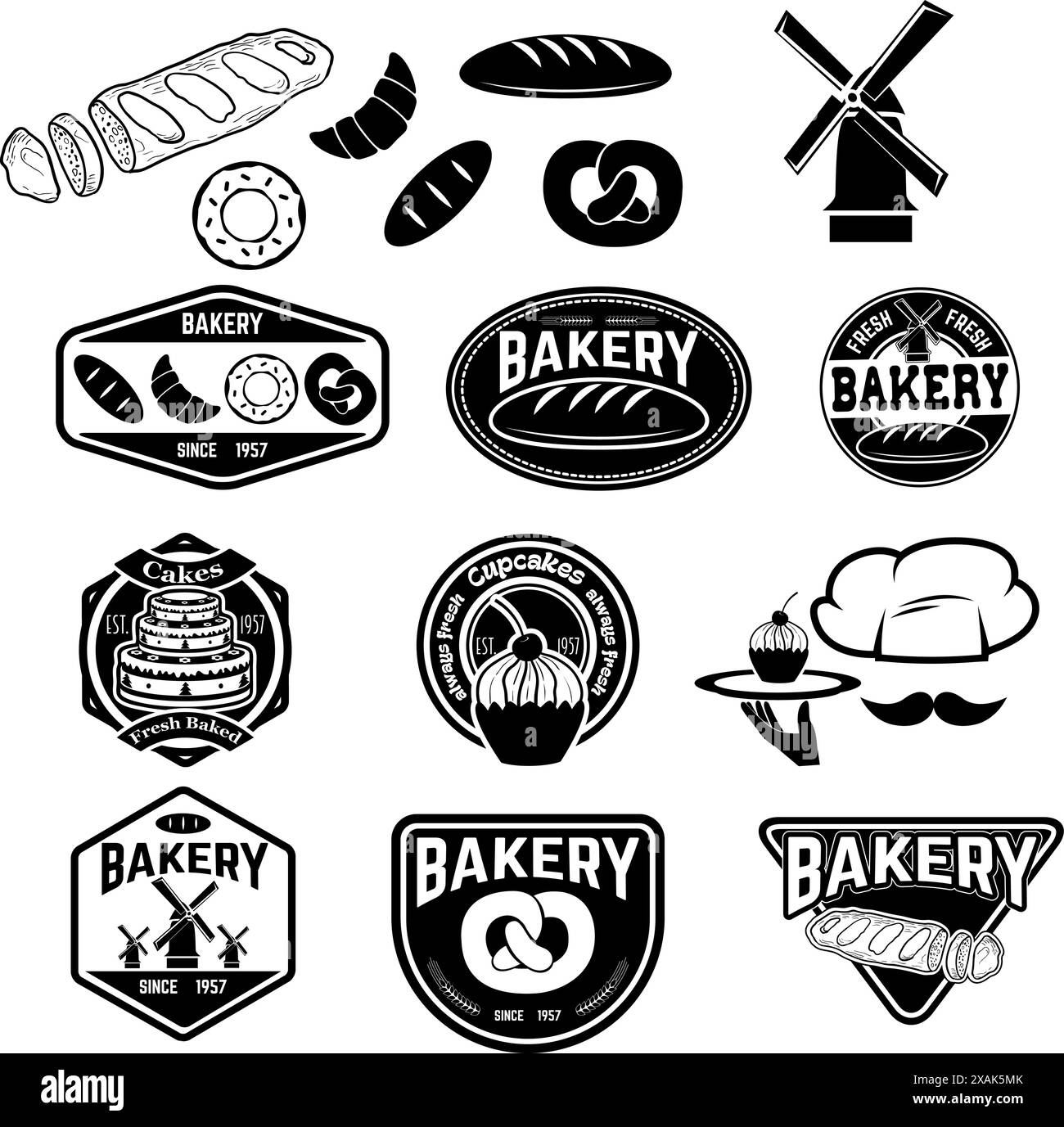 Fresh bakery labels. Cupcakes labels. Design elements for logo, label ...
