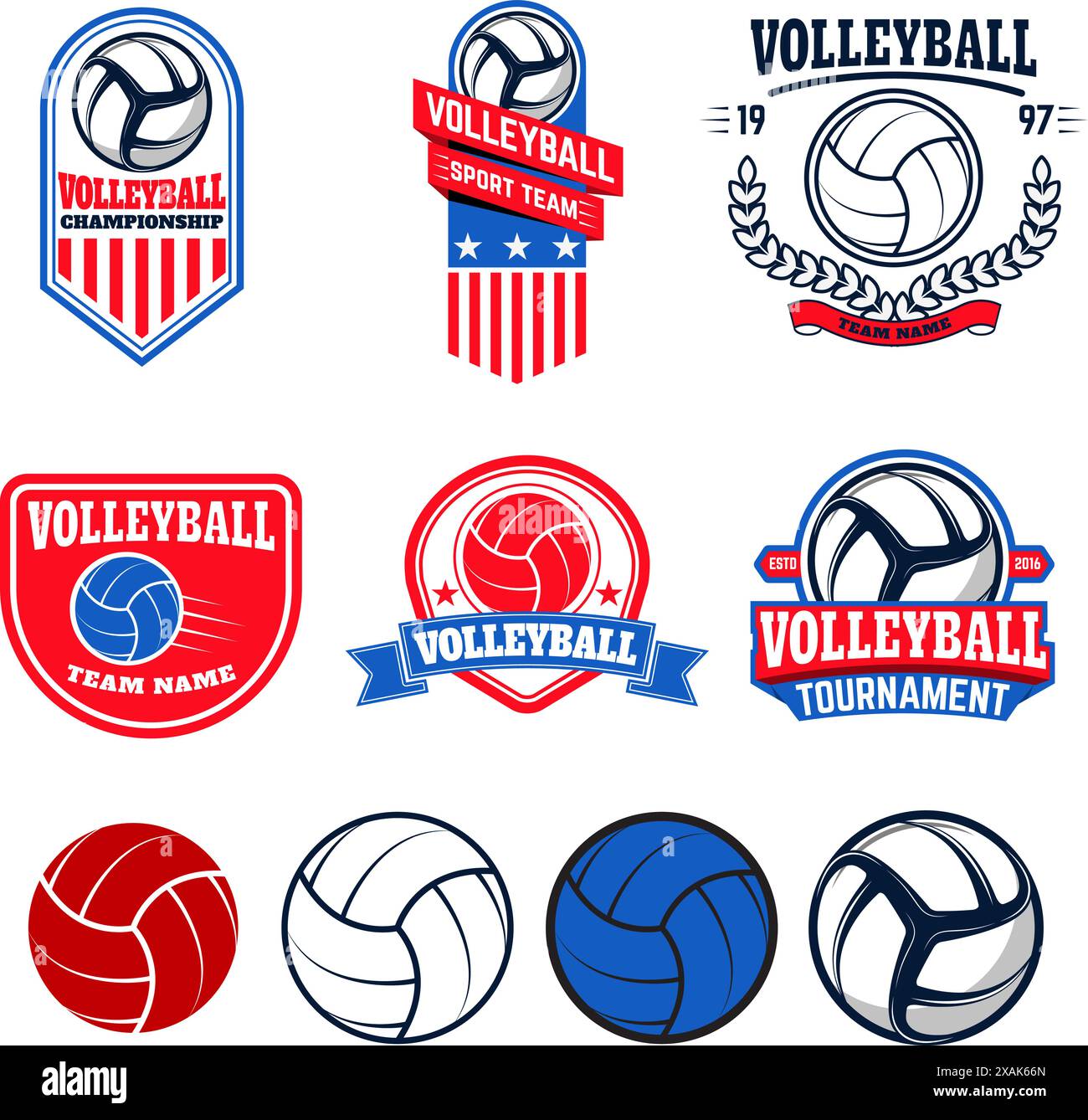 Set of volleyball labels and logos for volleyball teams, tournaments ...