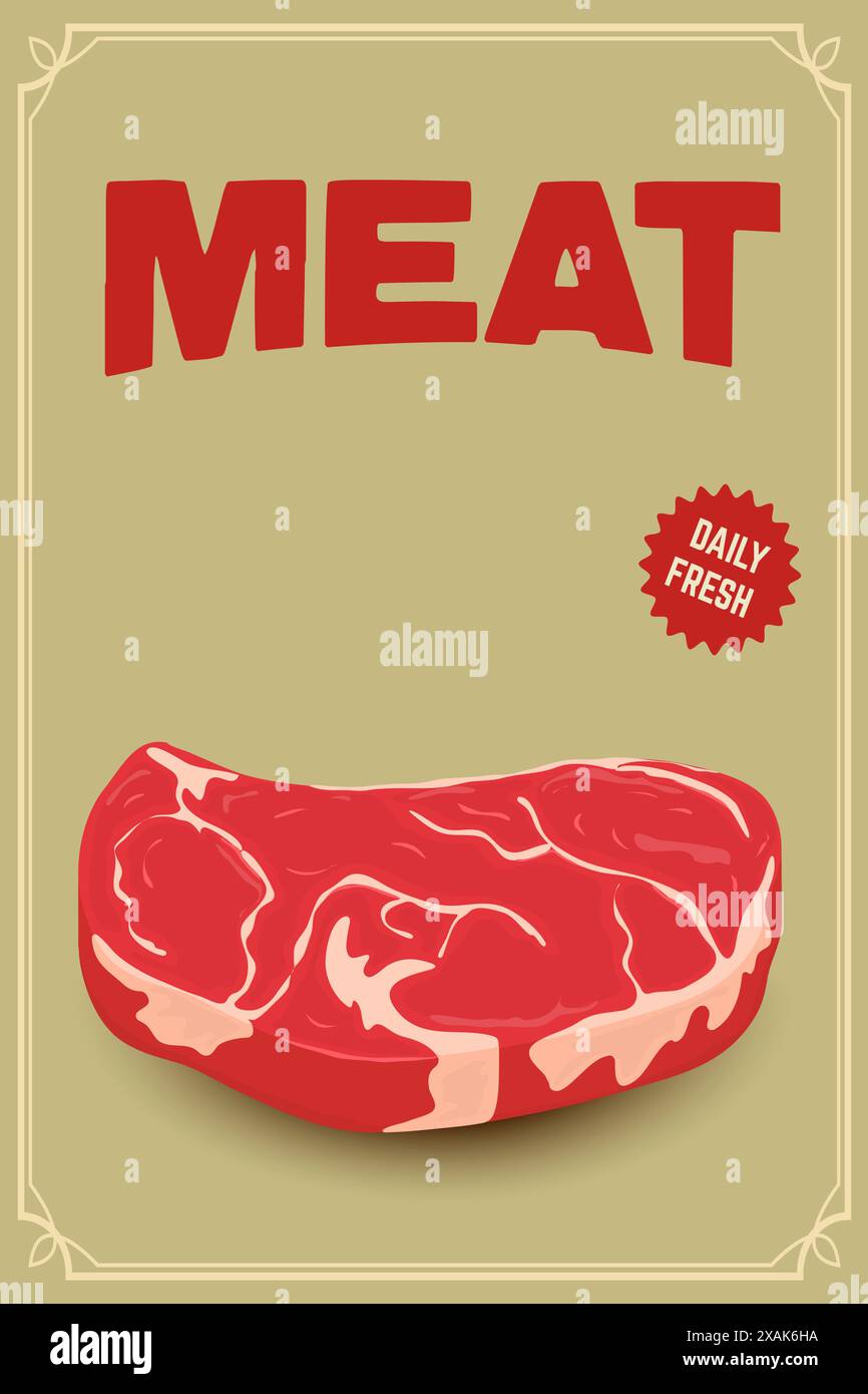 fresh meat. butcher shop. Vector illustration Stock Vector Image & Art ...