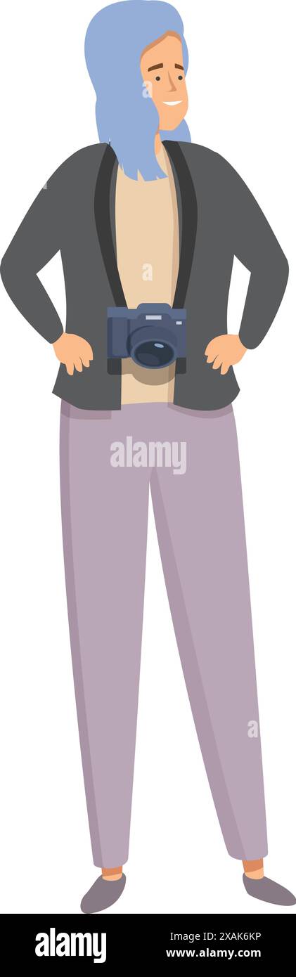 Woman with camera around neck Stock Vector Images - Alamy