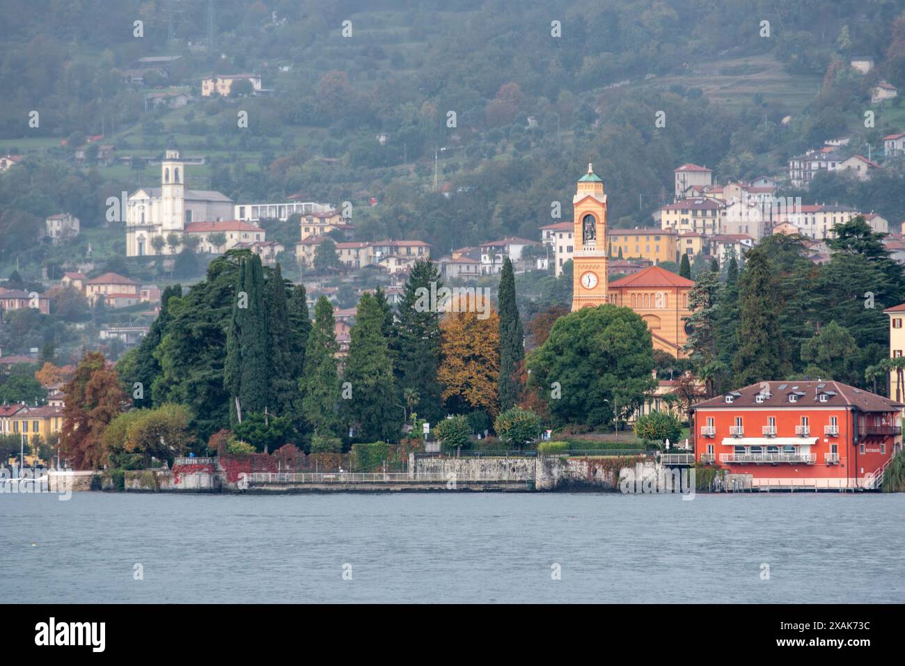 Picturesque San Lorenzo church at lake Como in Tremezzo, Italy Stock ...