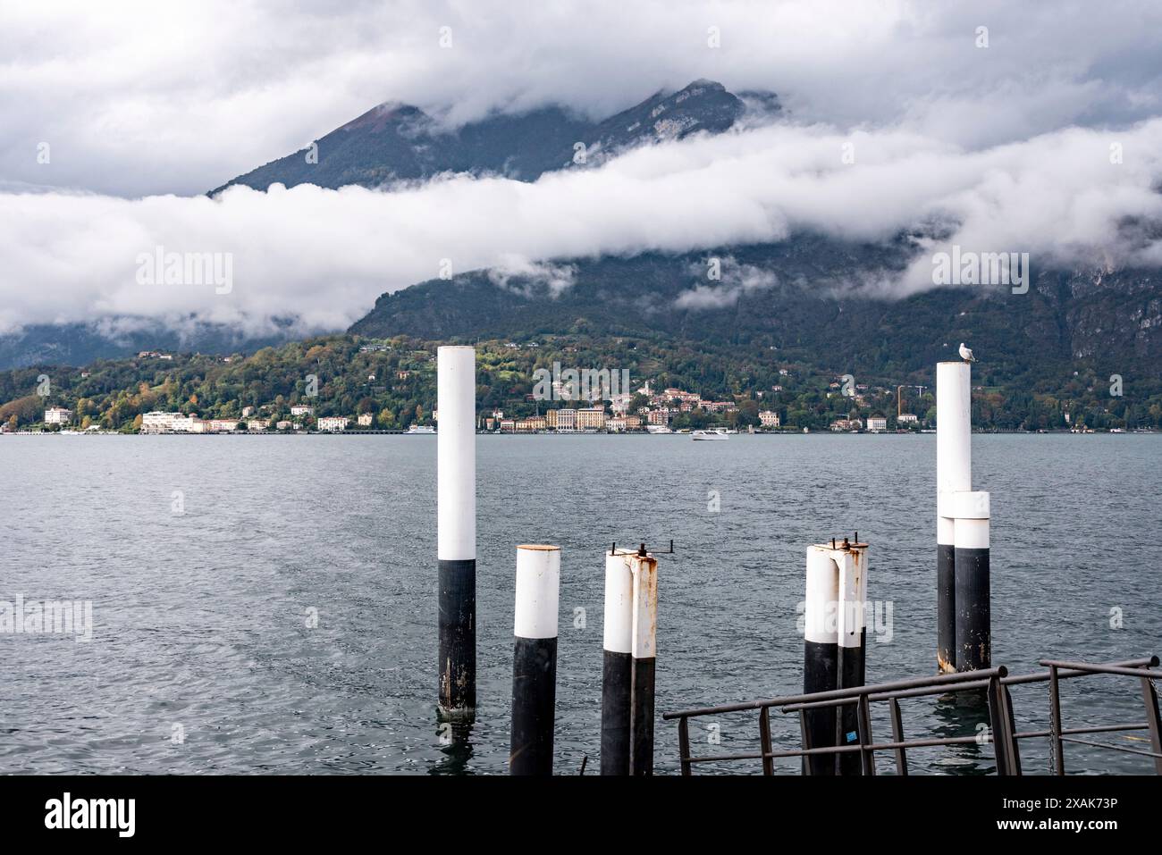 Harbor bollards in Bellagio at lake Como, Italy Stock Photo - Alamy