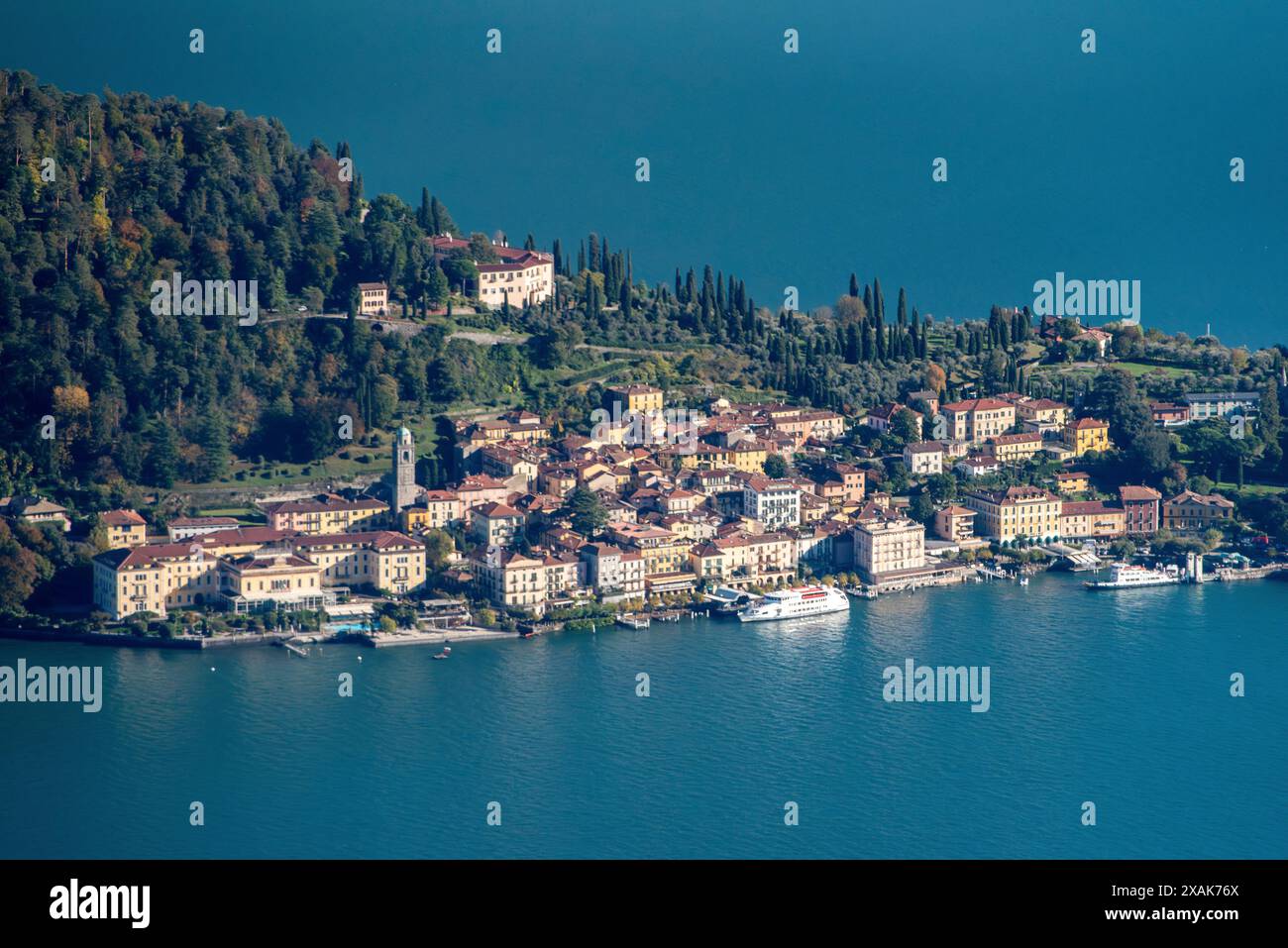 Magnificent view of Bellagio at lake Como seen from Monte Crocione ...