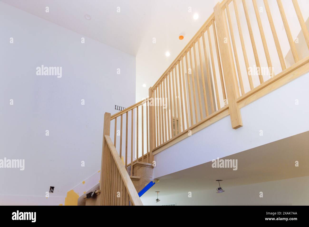 Wooden handrails as well railings stairs with in new house are designed ...