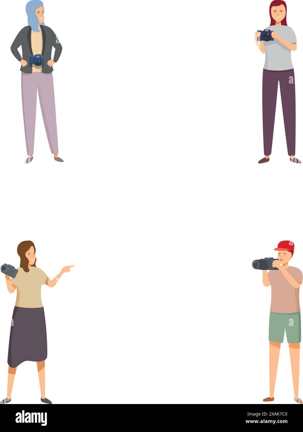Set of diverse professional and hobbyist photographers cartoon ...