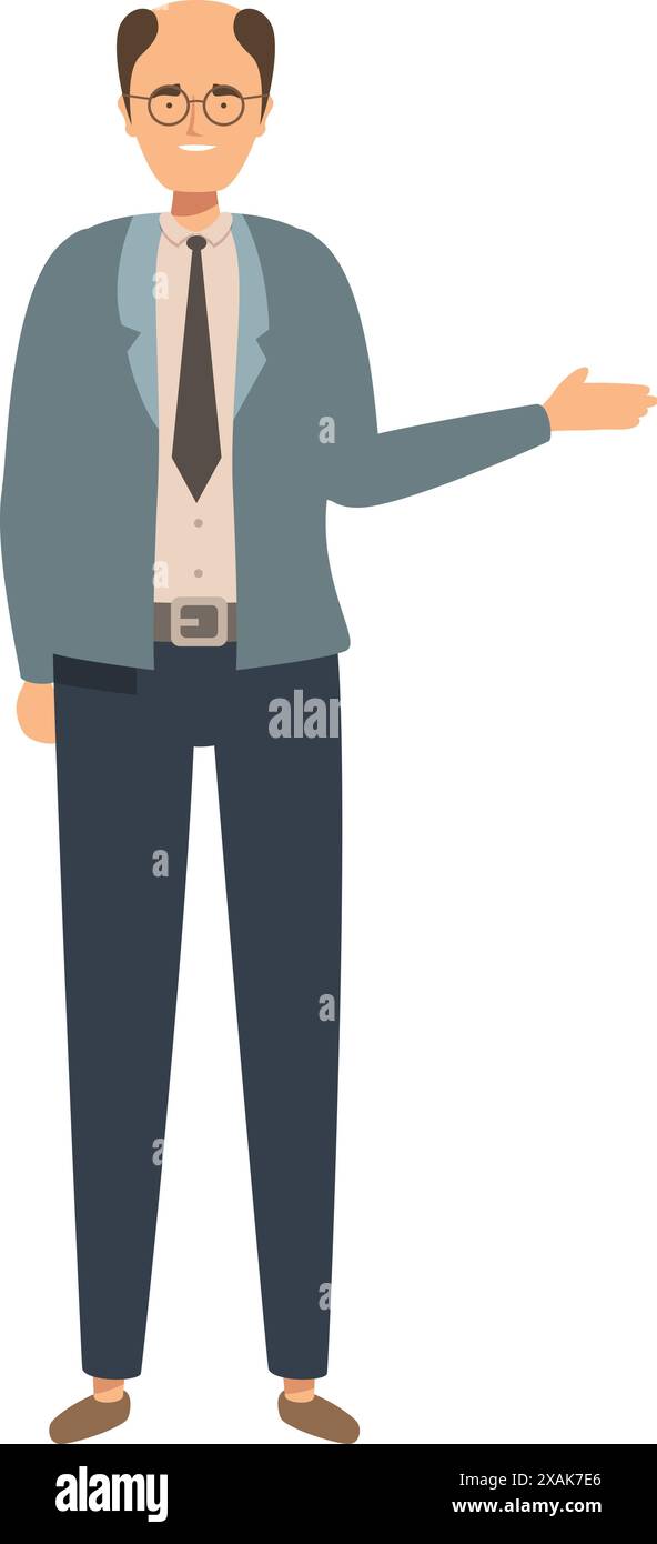 Professor is standing and gesturing with his hand while explaining ...