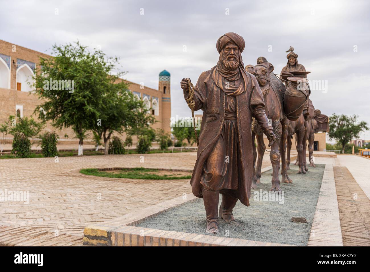 KHIVA, UZBEKISTAN - MAY 16, 2024: Sculpture group Caravan on the Silk ...