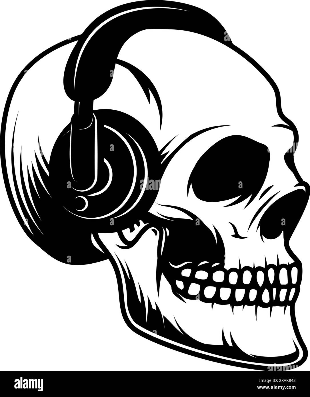 Skull with headphones Black and White Stock Photos & Images - Alamy