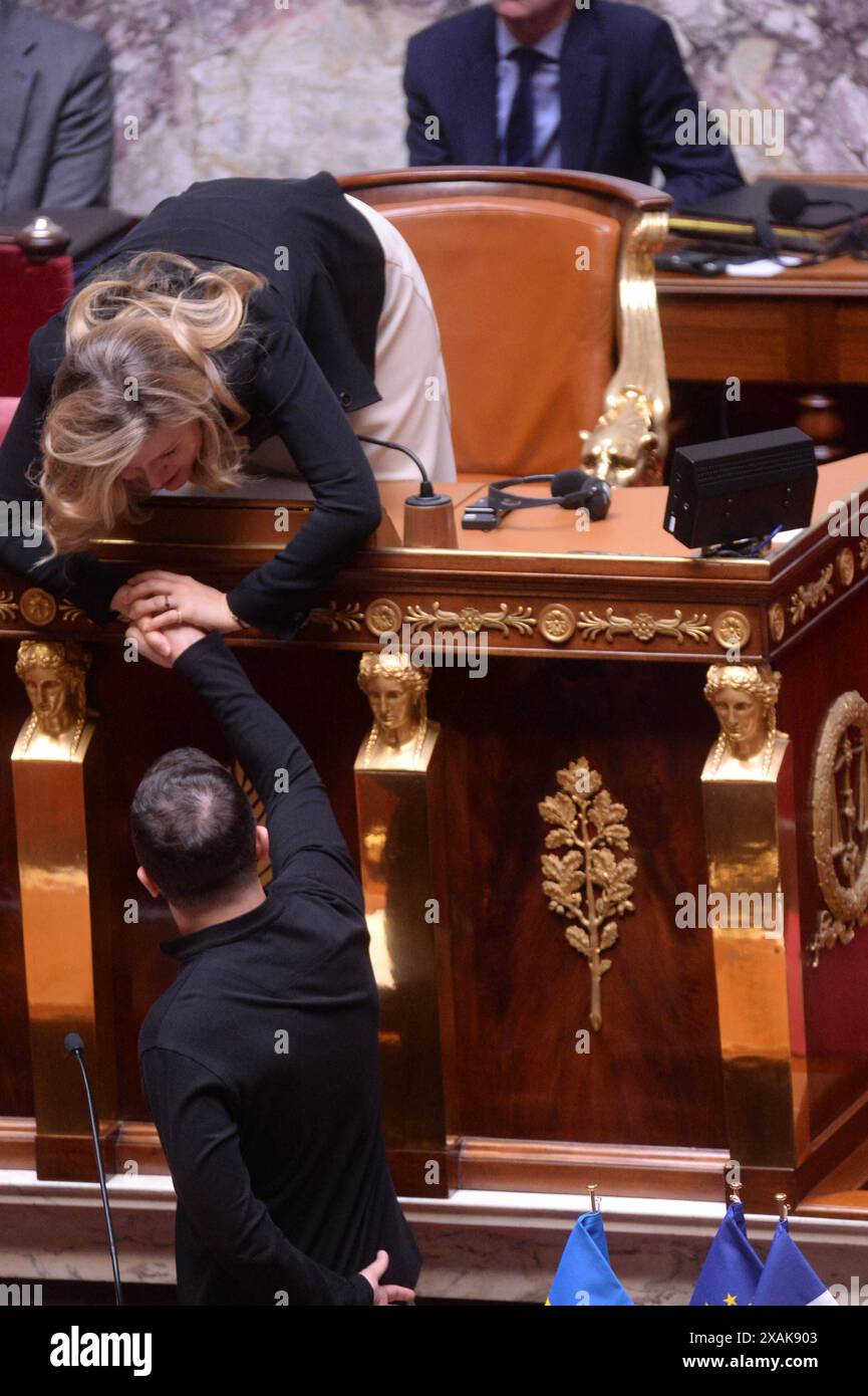 Yaël Braun-Pivet President of the National Assembly and Volodomyr ...