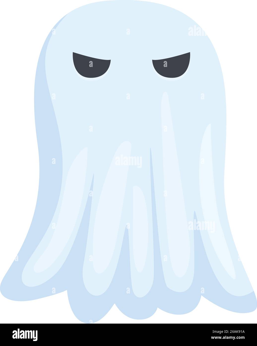 Blue cartoon ghost is floating with an angry expression on its face ...