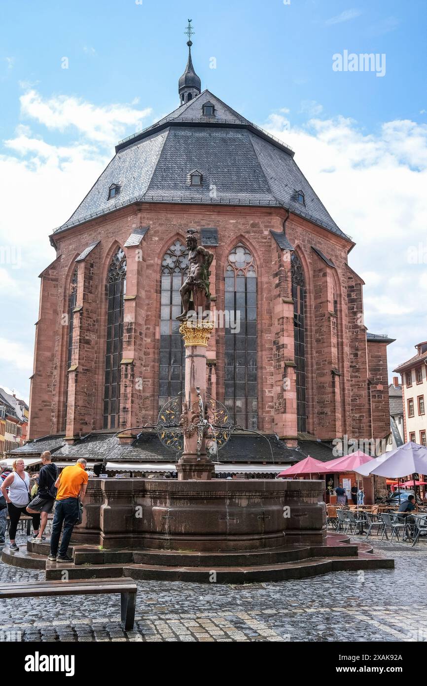 Europe, Germany, Baden-Württemberg, Heidelberg, Hercules Fountain on ...