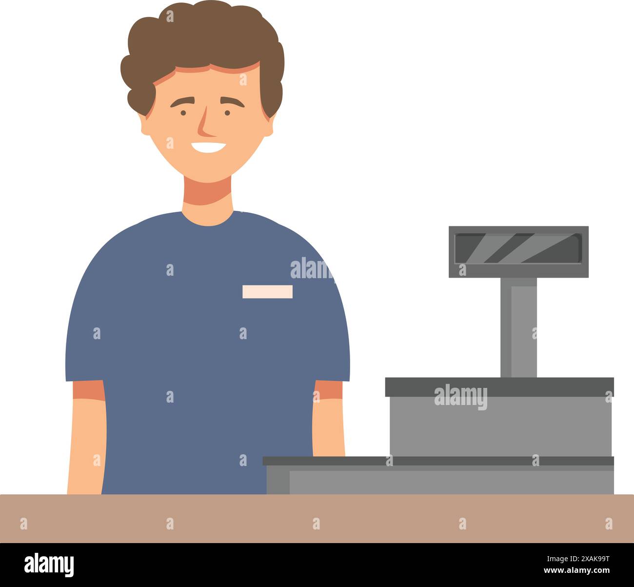 Man standing behind counter grocery Cut Out Stock Images & Pictures - Alamy