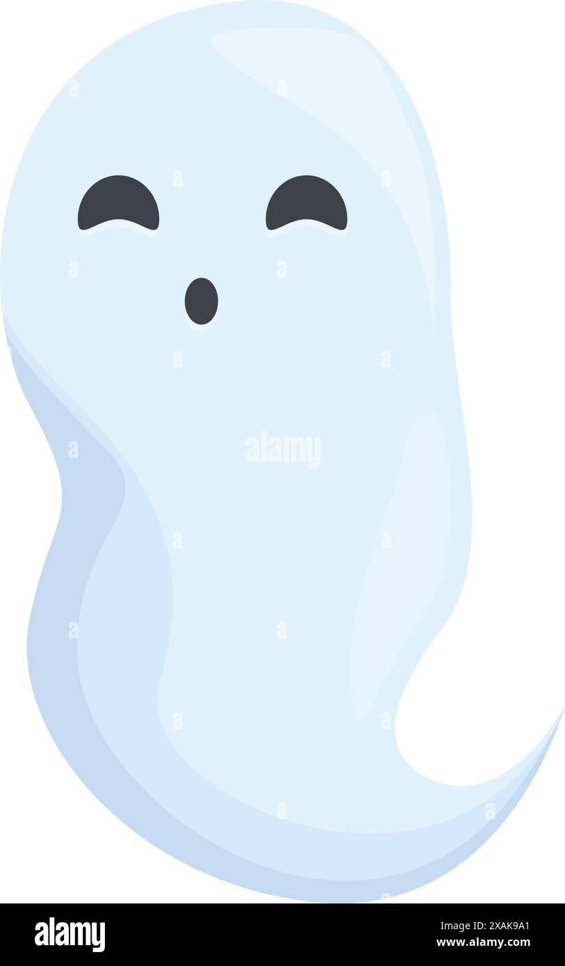 Cartoon ghost with surprised expression floating, perfect for halloween themed projects Stock ...
