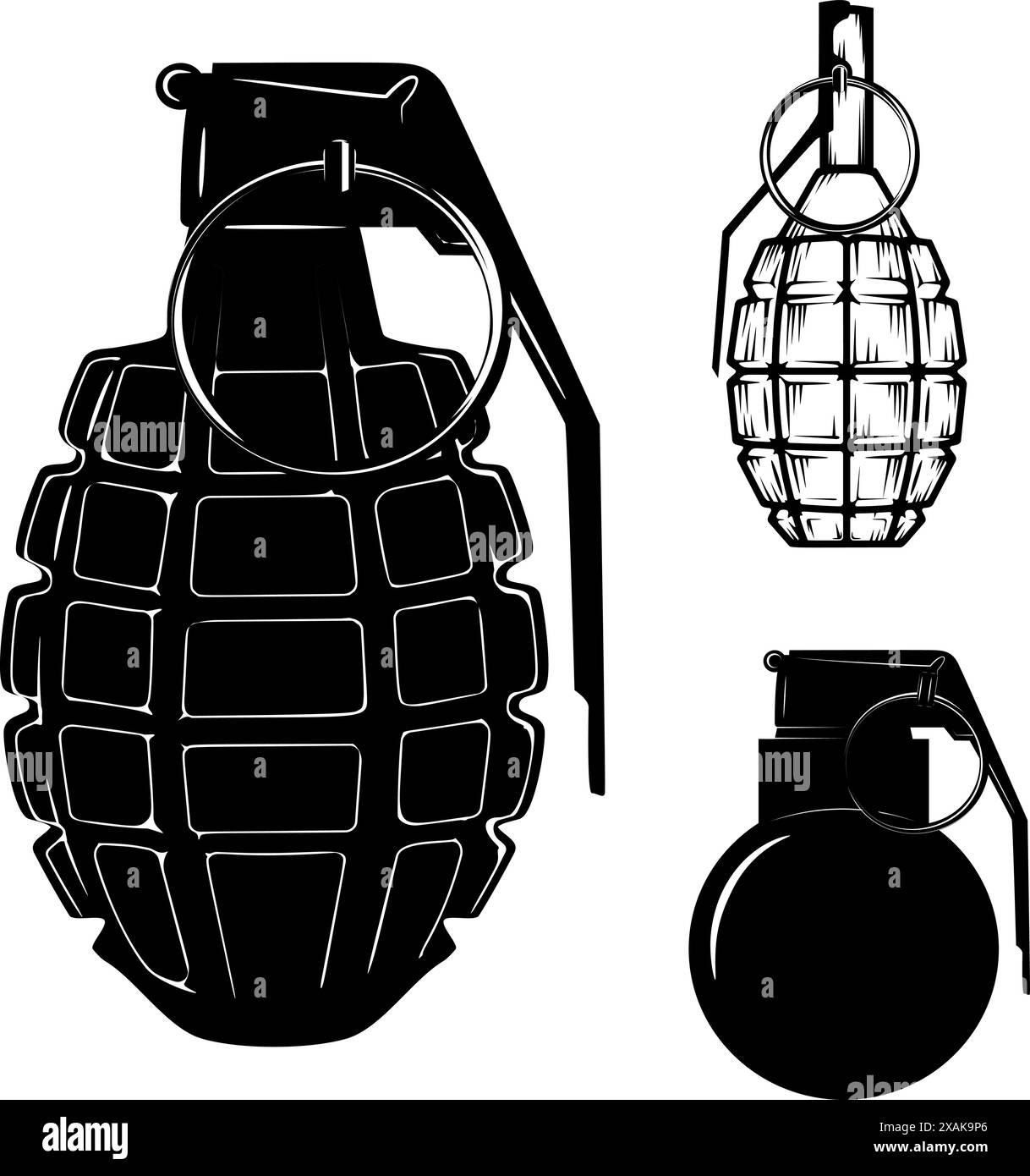 Set of hand grenades isolated on white background Stock Vector Image & Art - Alamy