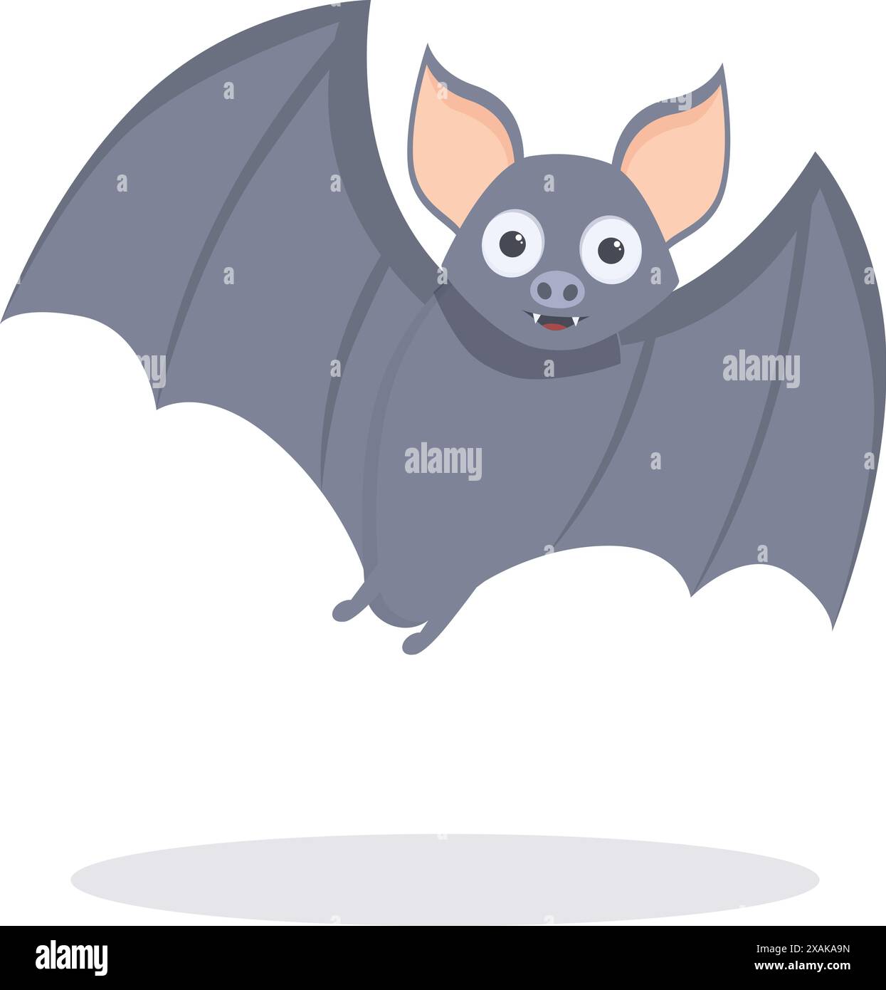 Happy grey bat flying with spread wings cartoon character Stock Vector ...