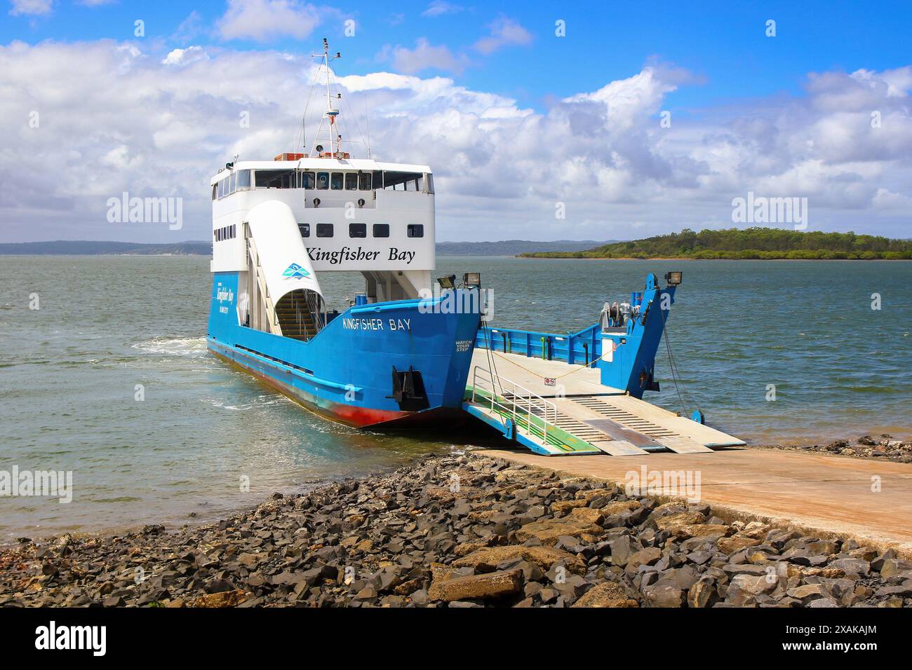 Car and passenger ferry of Kingfisher Bay to Fraser Island (K'gari ...