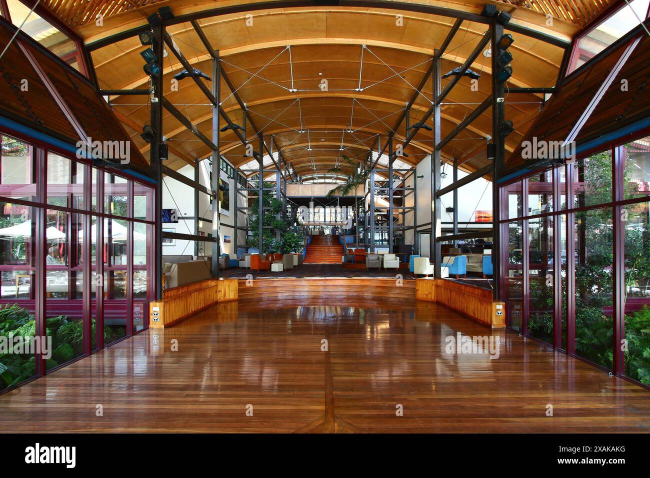Lobby of the Kingfisher Bay Resort on the west (continental) coast of ...