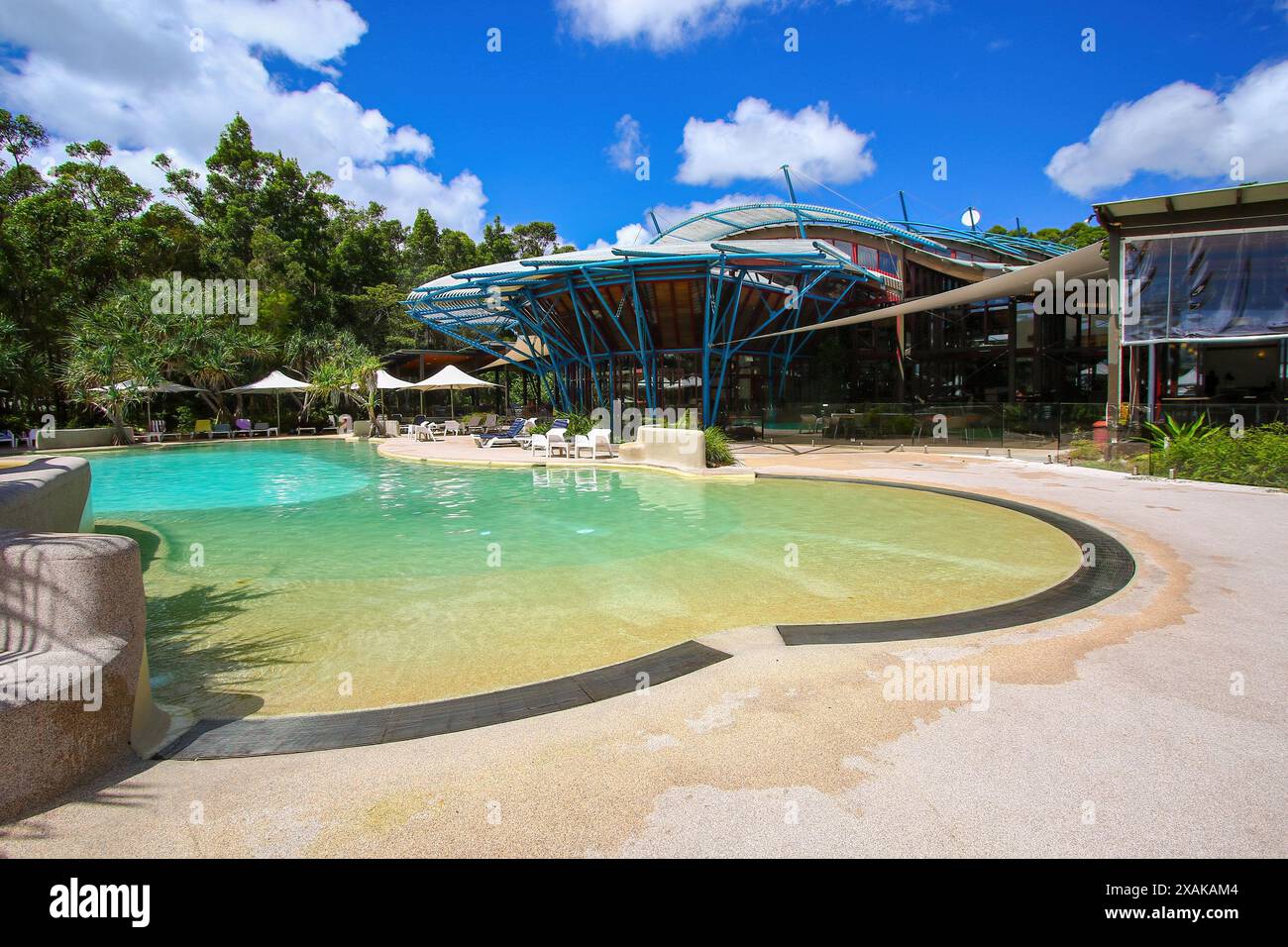 Outdoor swimming pool of the Kingfisher Bay Resort on the west ...