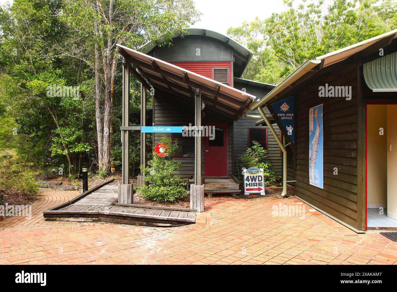 Car rental booth of the Kingfisher Bay Resort on the west (continental ...