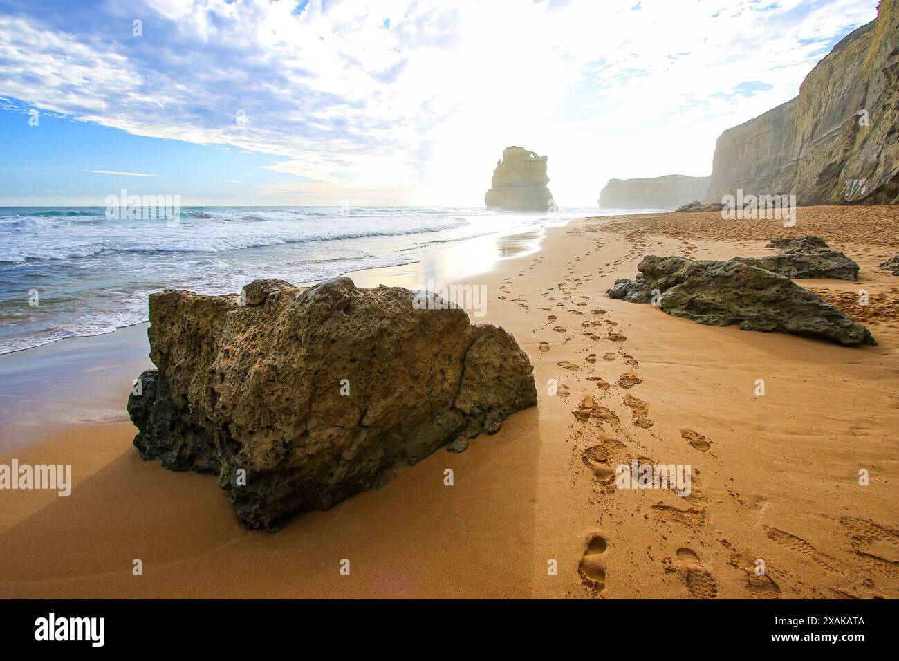 Offshore limestone stack on Gibson Beach at the Twelve Apostles Marine ...
