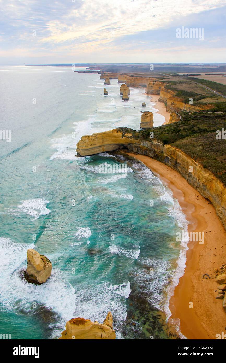 Aerial view of the Gibson Steps at the Twelve Apostles Marine National ...