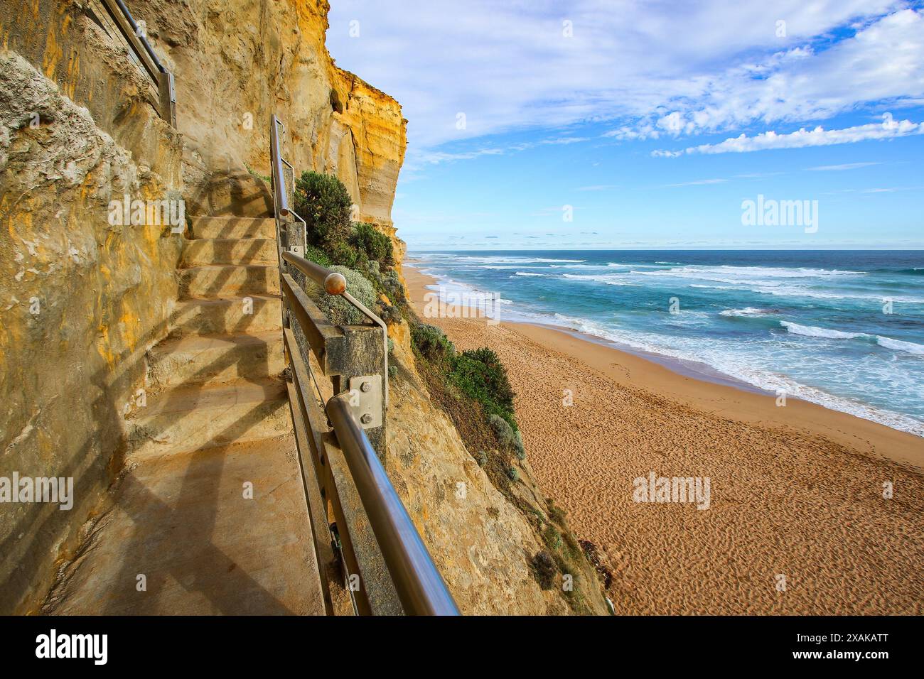 Stairway on the cliff of Gibson Steps at the Twelve Apostles Marine ...