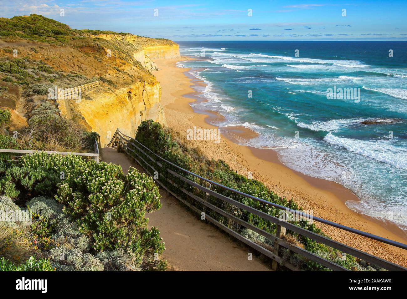Stairway on the cliff of Gibson Steps at the Twelve Apostles Marine ...