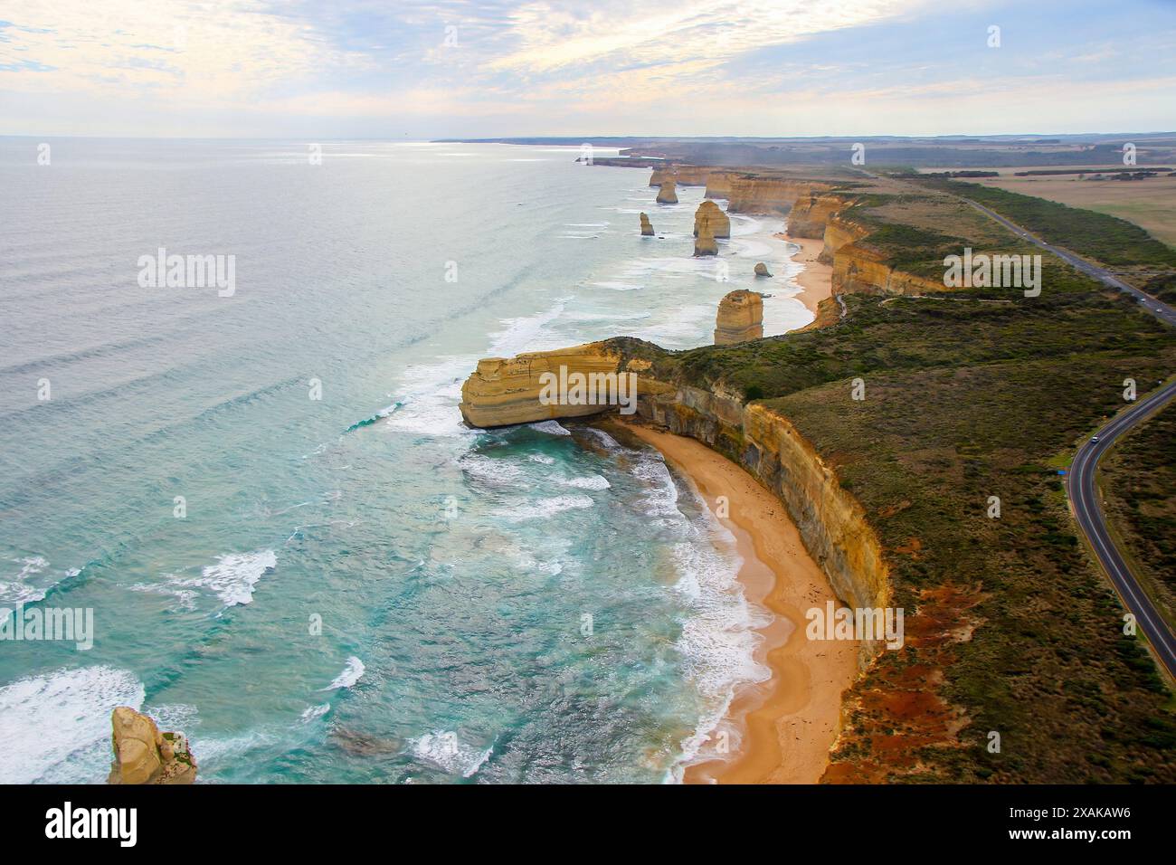 Aerial view of the Gibson Steps at the Twelve Apostles Marine National ...