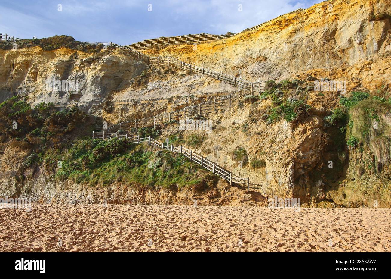 Stairway on the cliff of Gibson Steps at the Twelve Apostles Marine ...