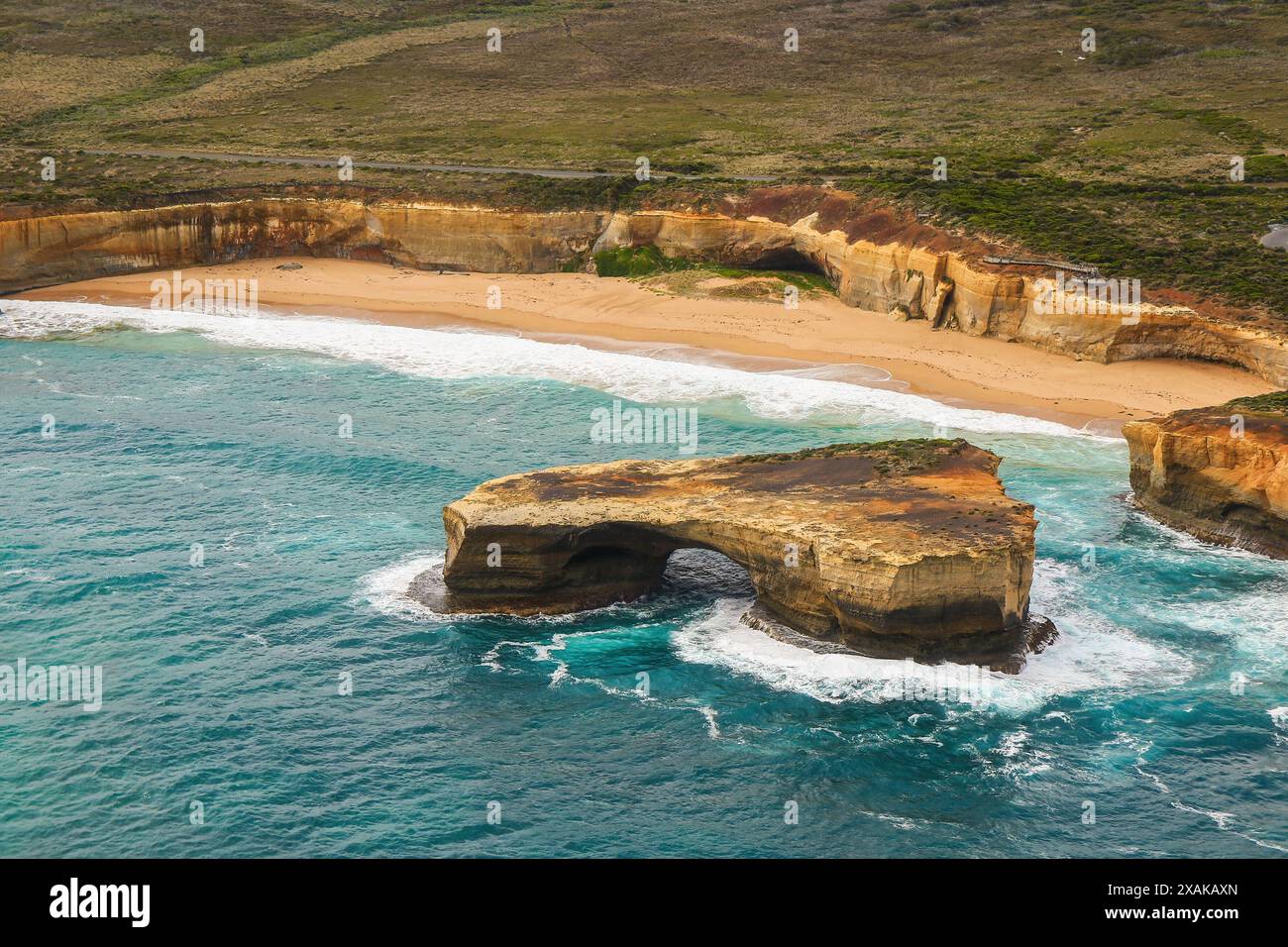 London Bridge offshore natural arch in the Port Campbell National Park ...