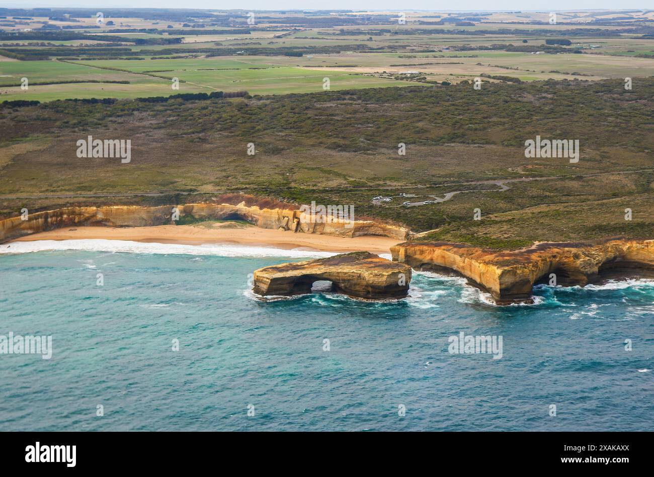 London Bridge offshore natural arch in the Port Campbell National Park ...