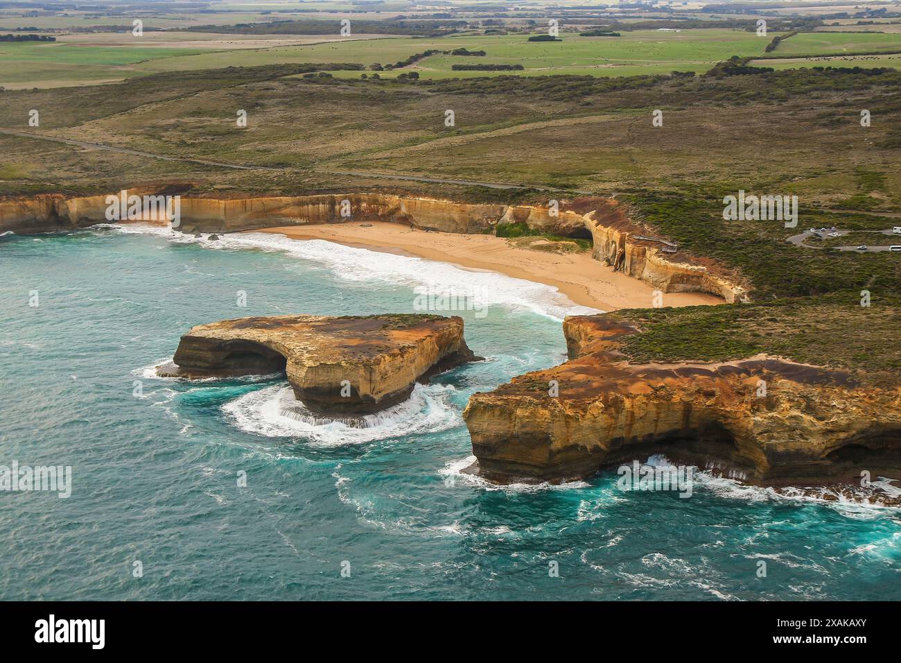 London Bridge offshore natural arch in the Port Campbell National Park ...