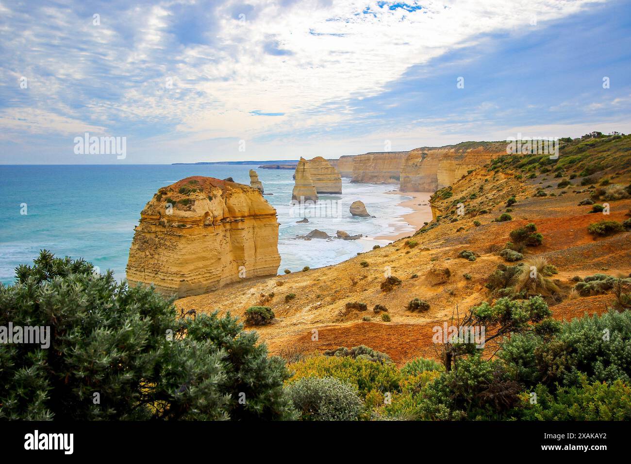 The Twelve Apostles, a collection of limestone stacks in the Tasman Sea ...