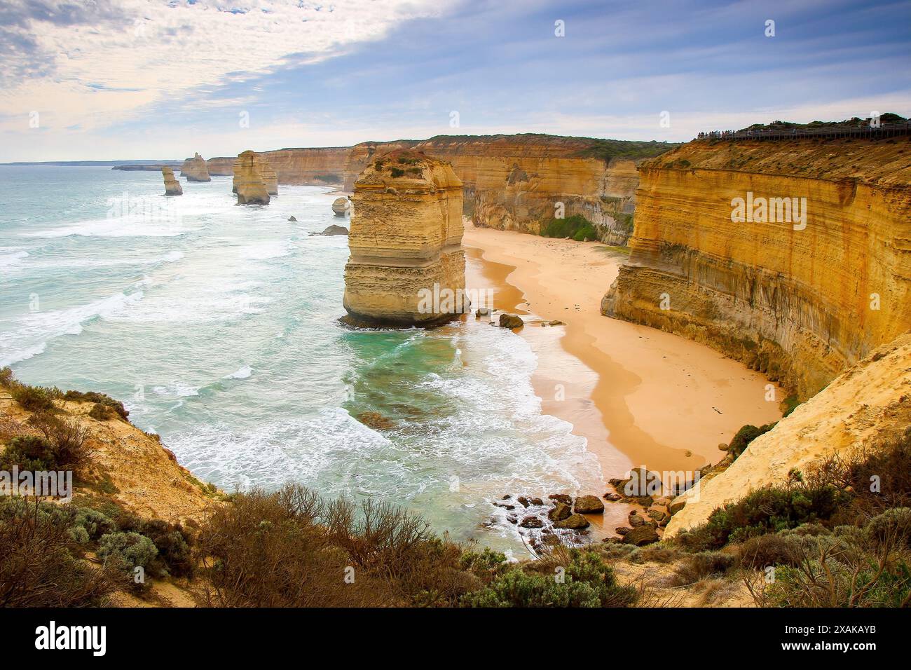 The Twelve Apostles, a collection of limestone stacks in the Tasman Sea ...