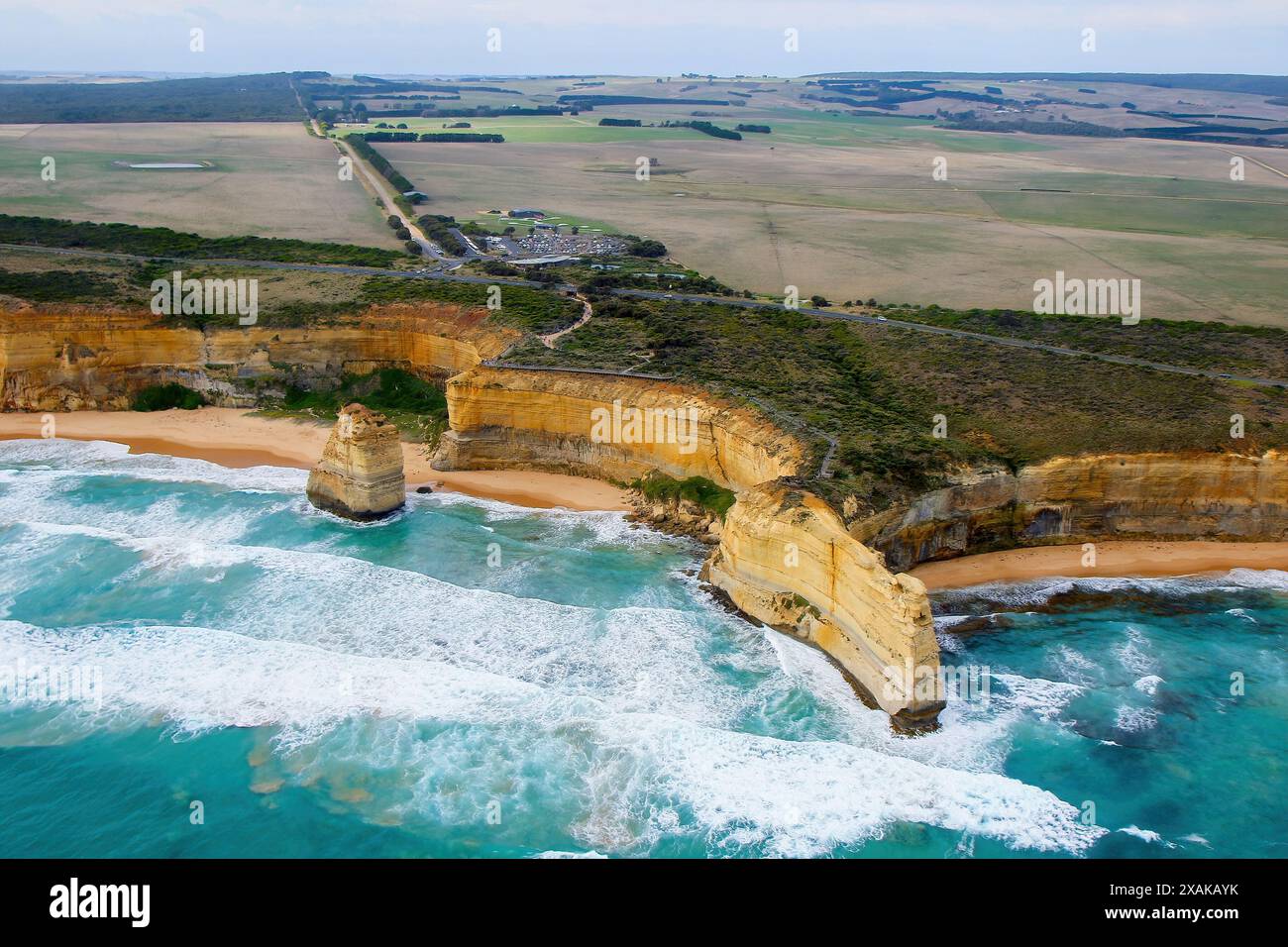 Aerial view of the Australian coastline at the Twelve Apostles in the ...