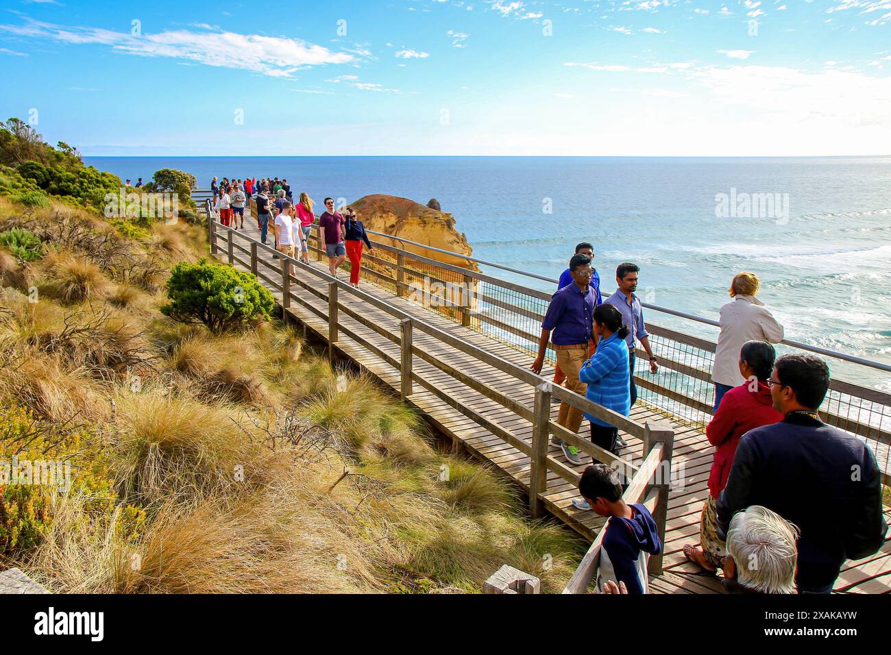Boardwalk overlooking the Tasman Sea at The Twelve Apostles trail ...