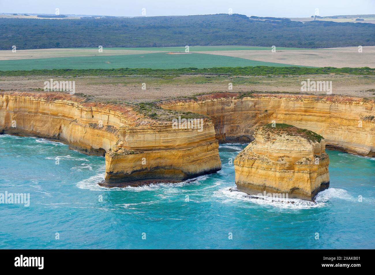 Aerial view of the Australian coastline at the Twelve Apostles in the ...