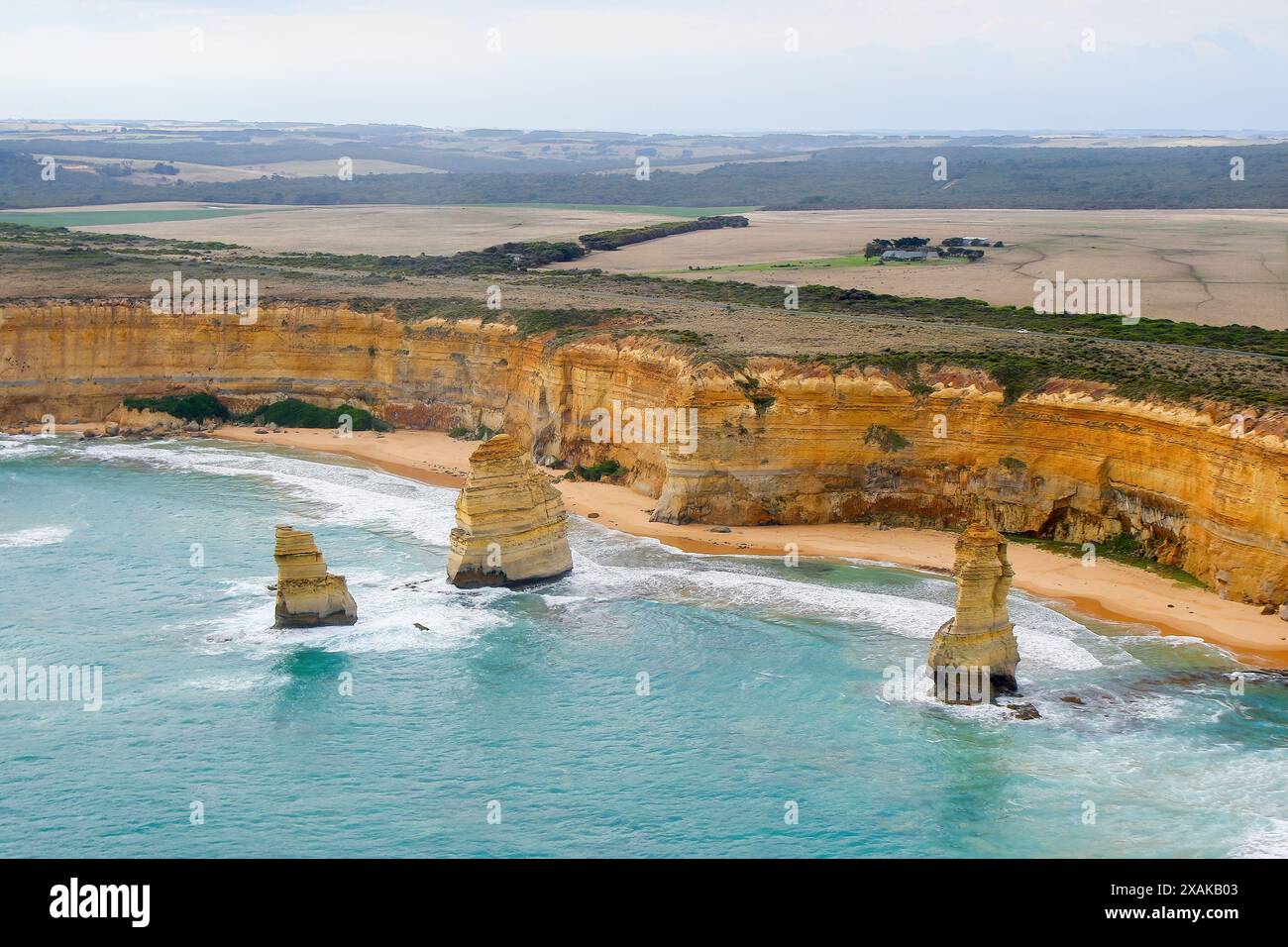 Aerial view of the Australian coastline at the Twelve Apostles in the ...