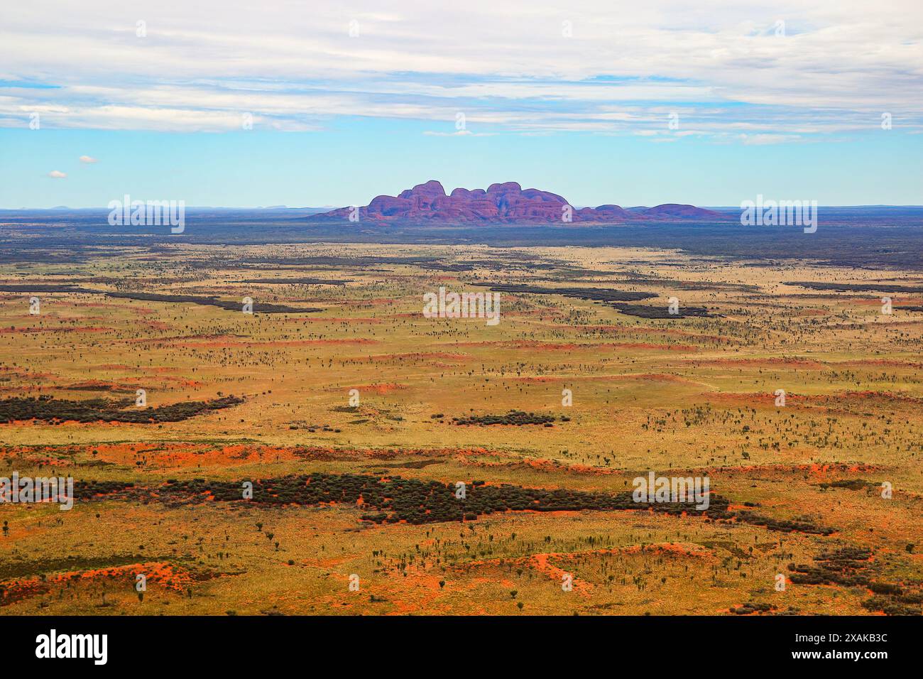 Aerial view of Kata Tjuta aka the Olgas, large domed rock formations in ...