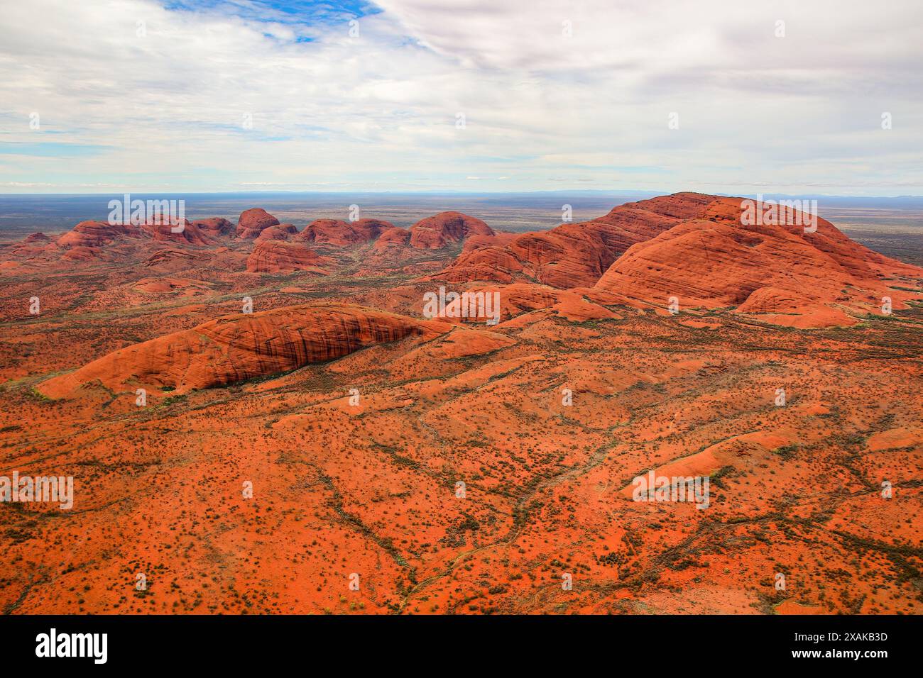 Aerial view of Kata Tjuta aka the Olgas, large domed rock formations in ...