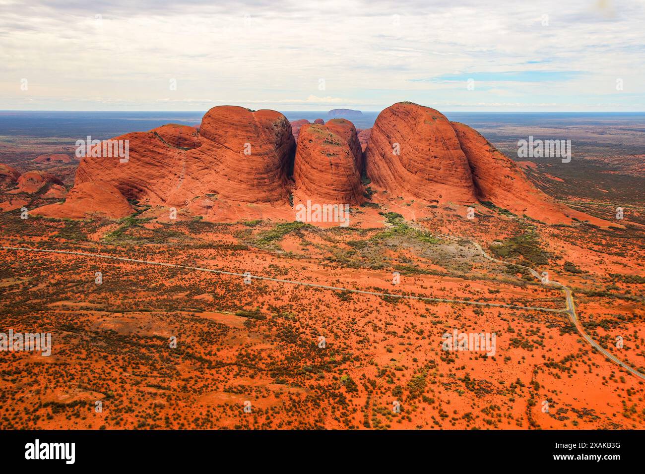 Aerial view of Kata Tjuta aka the Olgas, large domed rock formations in Northern Territory ...